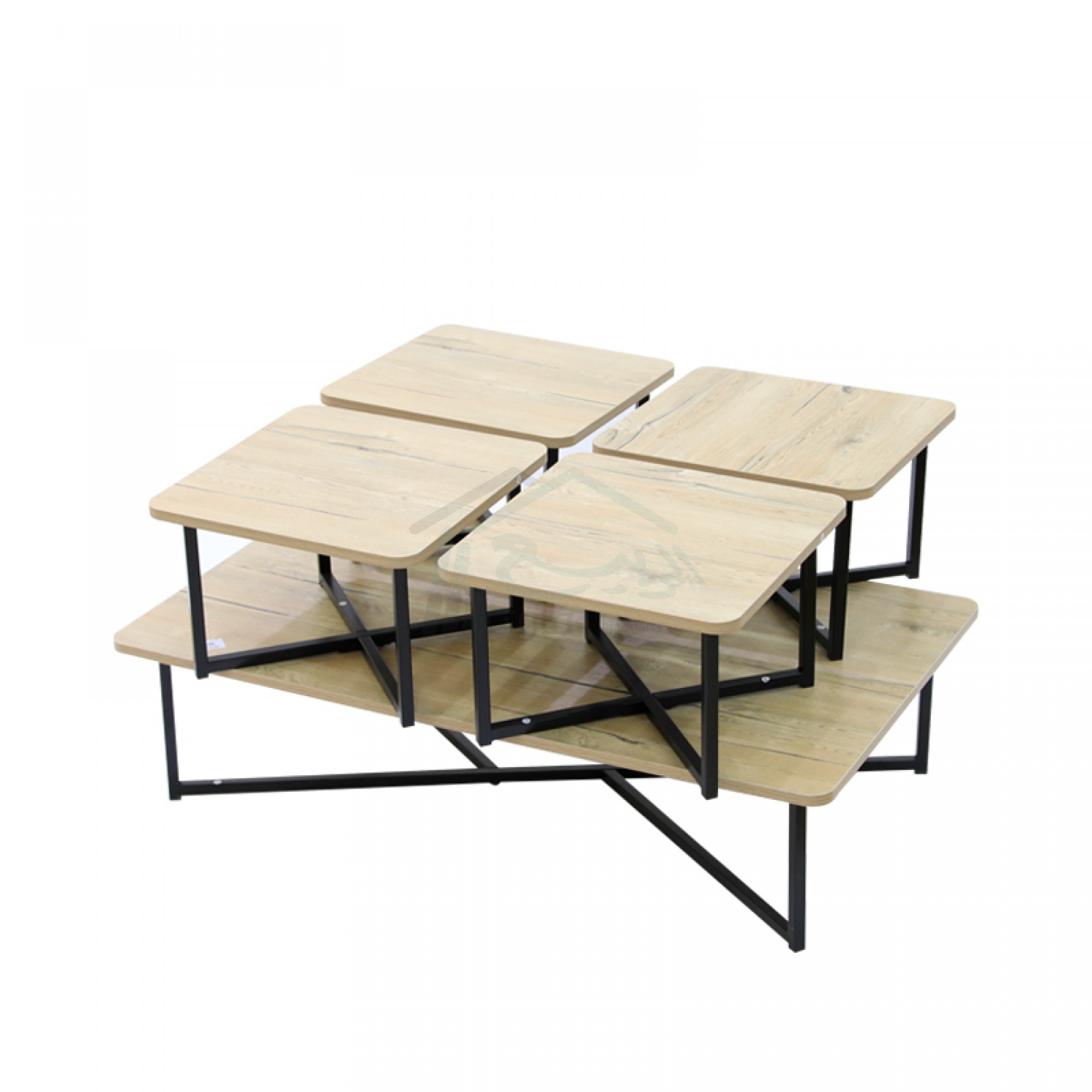 Beige wood floor service tables set 1+4: 3344